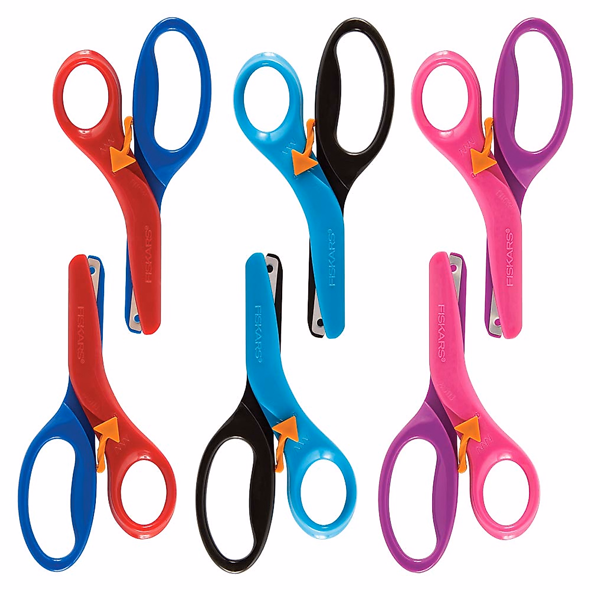 Fiskars Kids Scissors, Toddler Scissors, Safety Scissors, 6 Pack