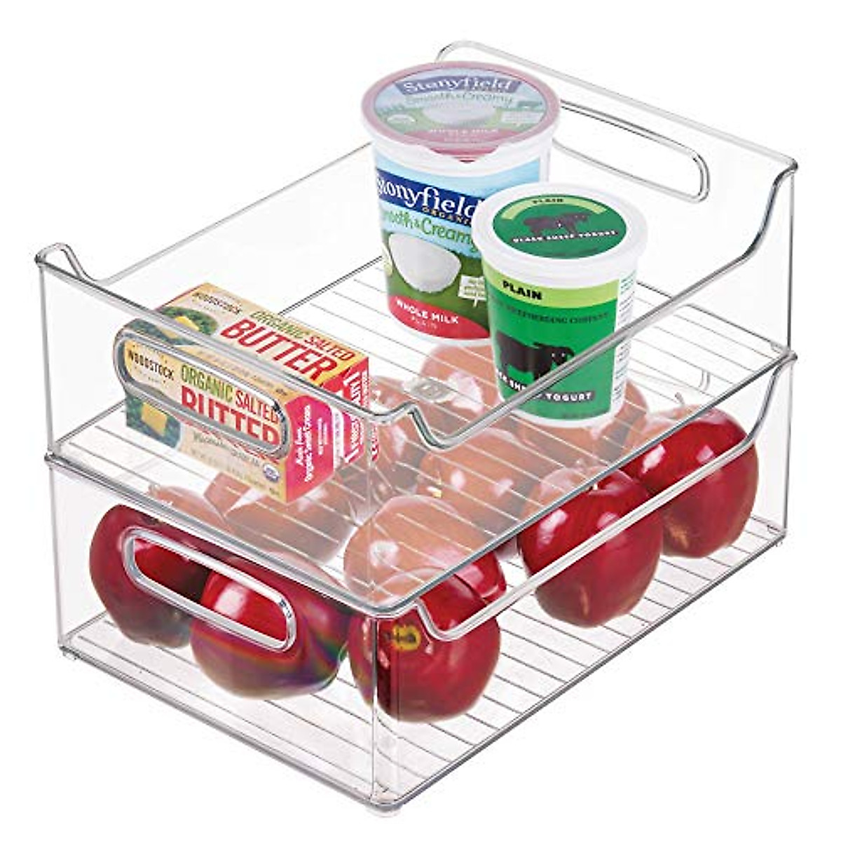 iDesign Plastic Pantry and Kitchen Storage, Freezer and Fridge Organizer Bin with Easy Grip Handles – 10” x 5” x 14”, Clear