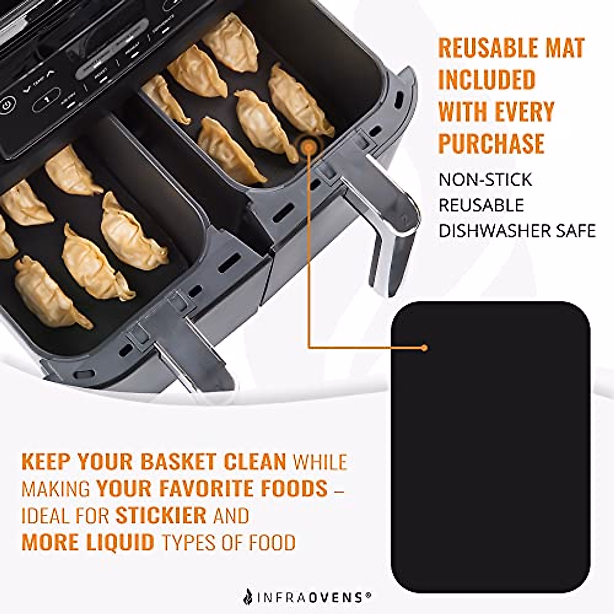 Air Fryer Parchment Paper Accessories for Ninja Foodi Dual Air Fryer 100 pcs DZ201, DZ401, Air Fryer Paper Liners & Heat Resistant Mat, Double Basket Ninja Accessories Sheets for Basket by INFRAOVENS