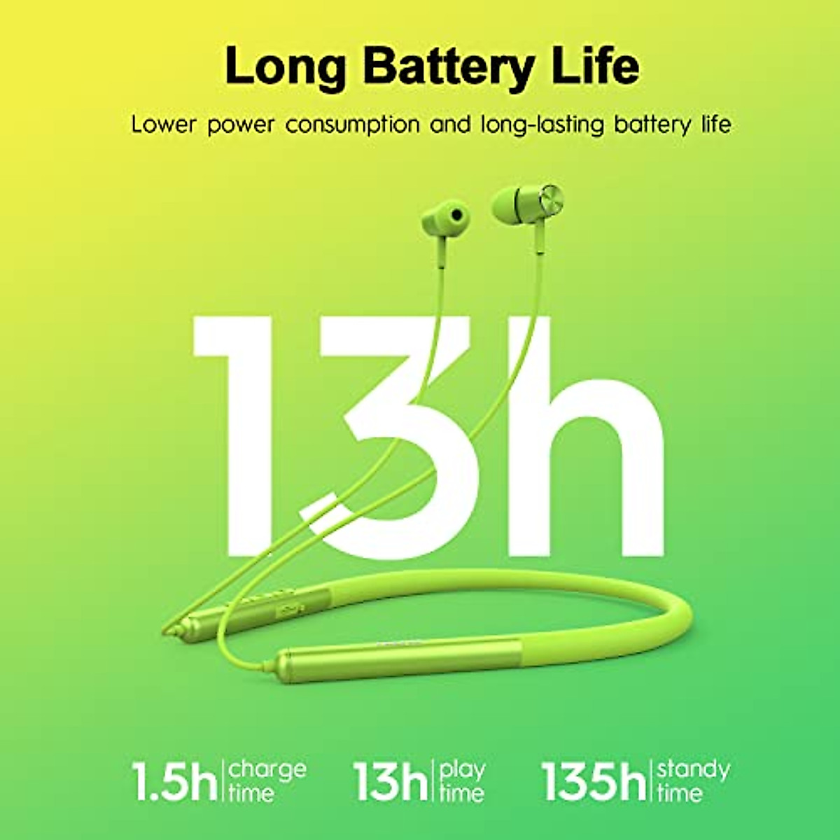 Tecno Magnetic Wireless Bluetooth Headphones, Bluetooth Earbuds Neckband with Microphone, Bluetooth 5.2 Wireless Earphones with Mic for Workout Running, Green