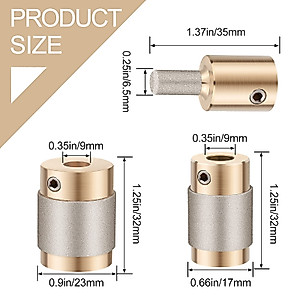 Glass Grinder Bits for Stained Glass, Stained Glass Drill Bits, Stained Glass Diamond Grinder Bit Head Tools, Stain Glass Tools and Supplies for Glass Grinder (3 Pieces,1 Inch, 3/4 Inch, 1/4 Inch)