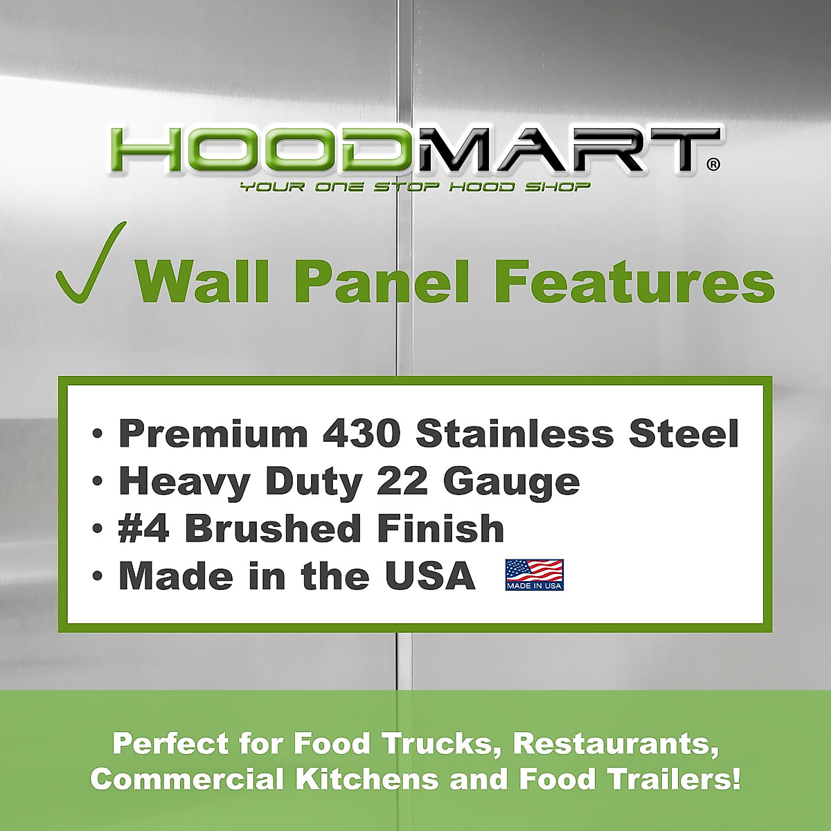 HOODMART 48” x 84” Metal Wall Panels, Set of 2 - High Quality Stainless Steel Sheet with Seam & End Caps, Back Splash Guard for Food Trucks, Restaurants, and Trailers