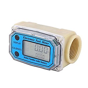 LLW-25PP Flow Meter Inline Digital Display Turbine Meters Blue Plastic Chemical Liquid Flow Mete with 1 Inch Internal Thread for Chemicals Water Fuel Transfer