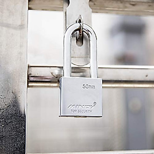 50mm Long Shackle Padlocks for Outdoor Use All Weather Resistant, Alloy Steel Heavy Duty Lock with 4 Keys