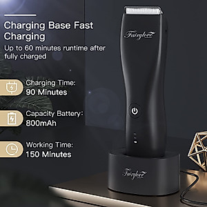 FAIRYLOVE Electric Groin Body Hair Trimmer Ball Trimmer for Men USB Recharge Dock Cordless Use Fully Waterproof Replaceable Ceramic Blade Pubic Hair Trimmer Body Groomer Kit for Men