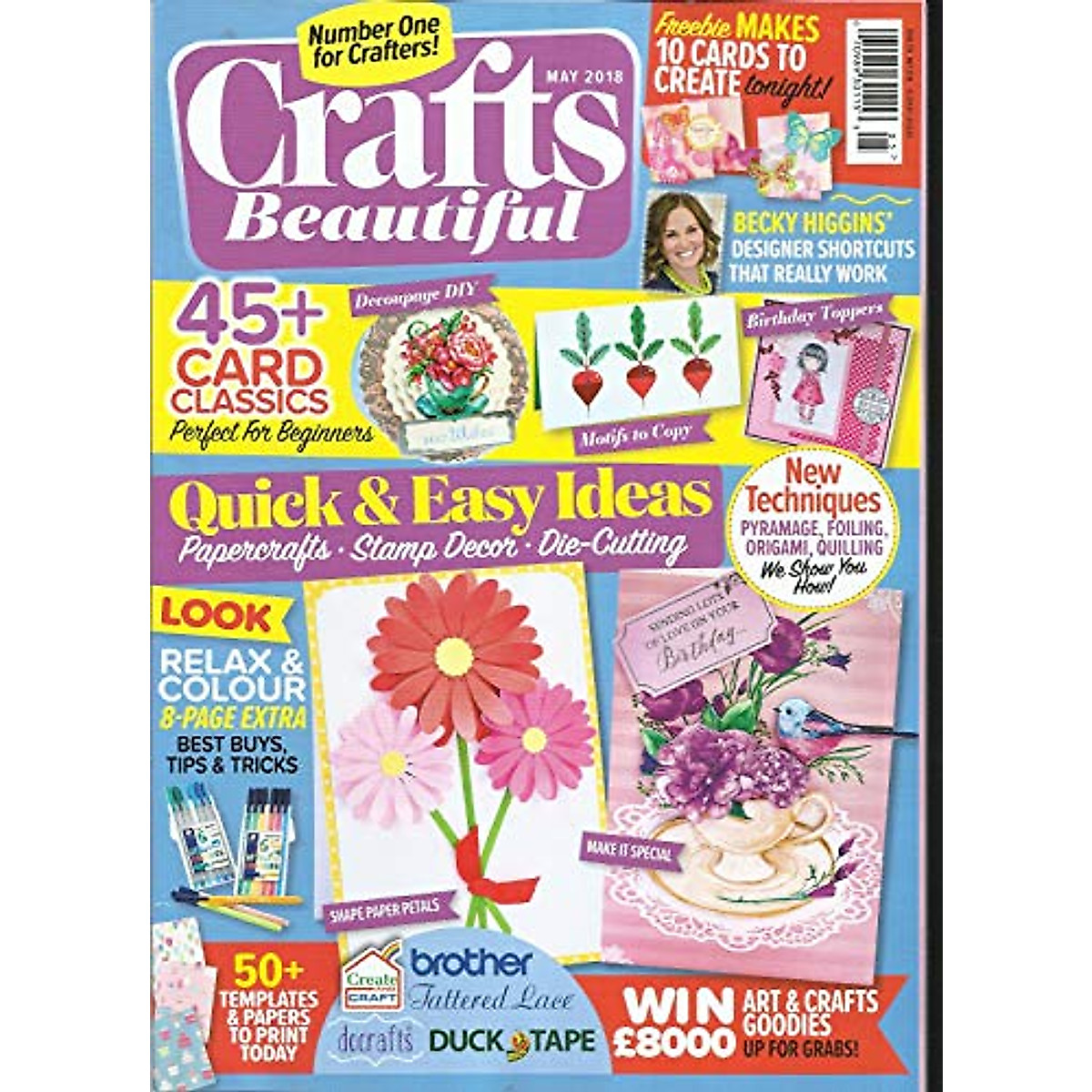 CRAFTS BEAUTIFUL, MAY, 2018 ISSUE,318 FREE GIFTS OR CARD KIT ARE NOT INCLUDE.