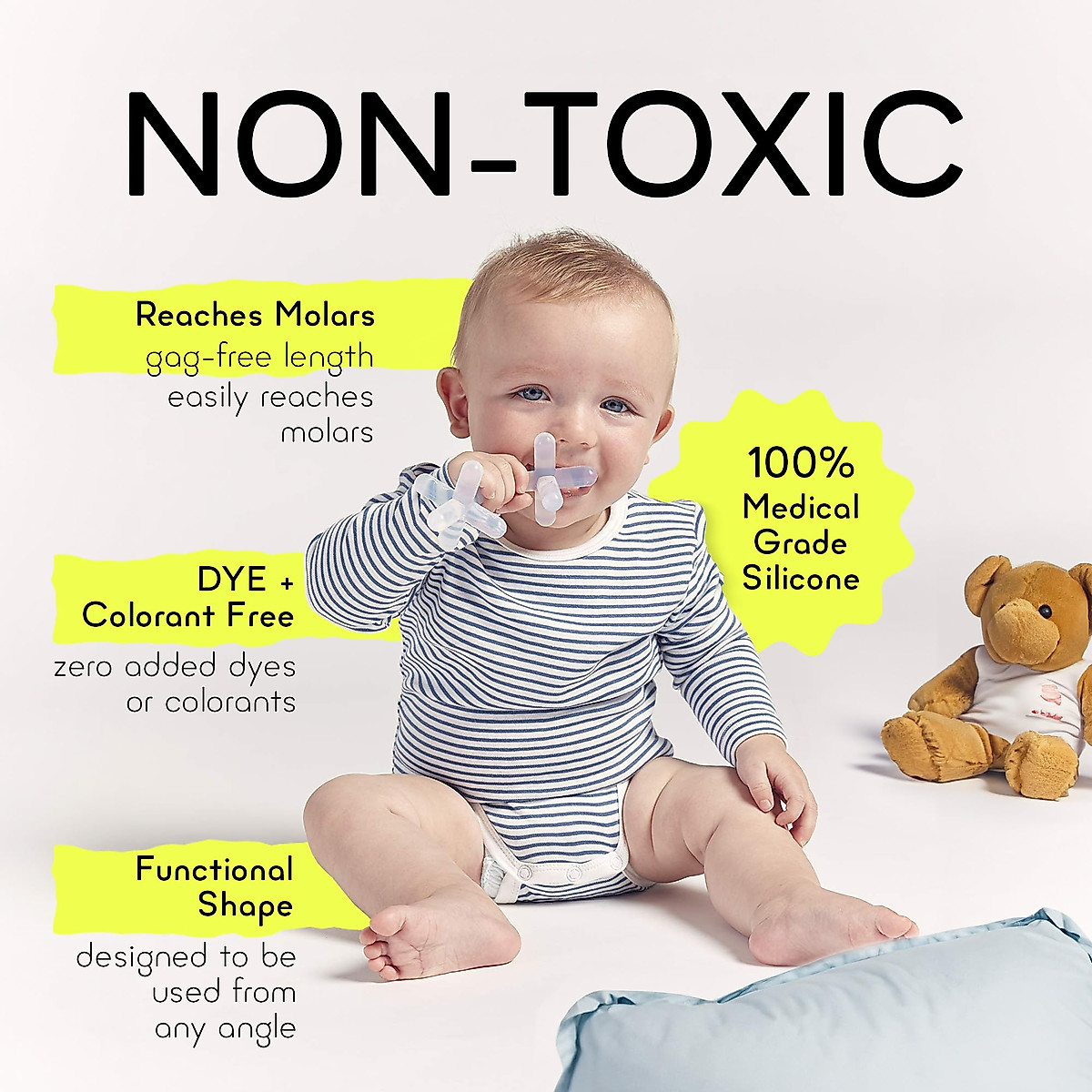 Silicone Baby Teething Toys - Baby teether for Infants, Toddlers, Newborns, CPSIA Certified, FDA Formulated Material