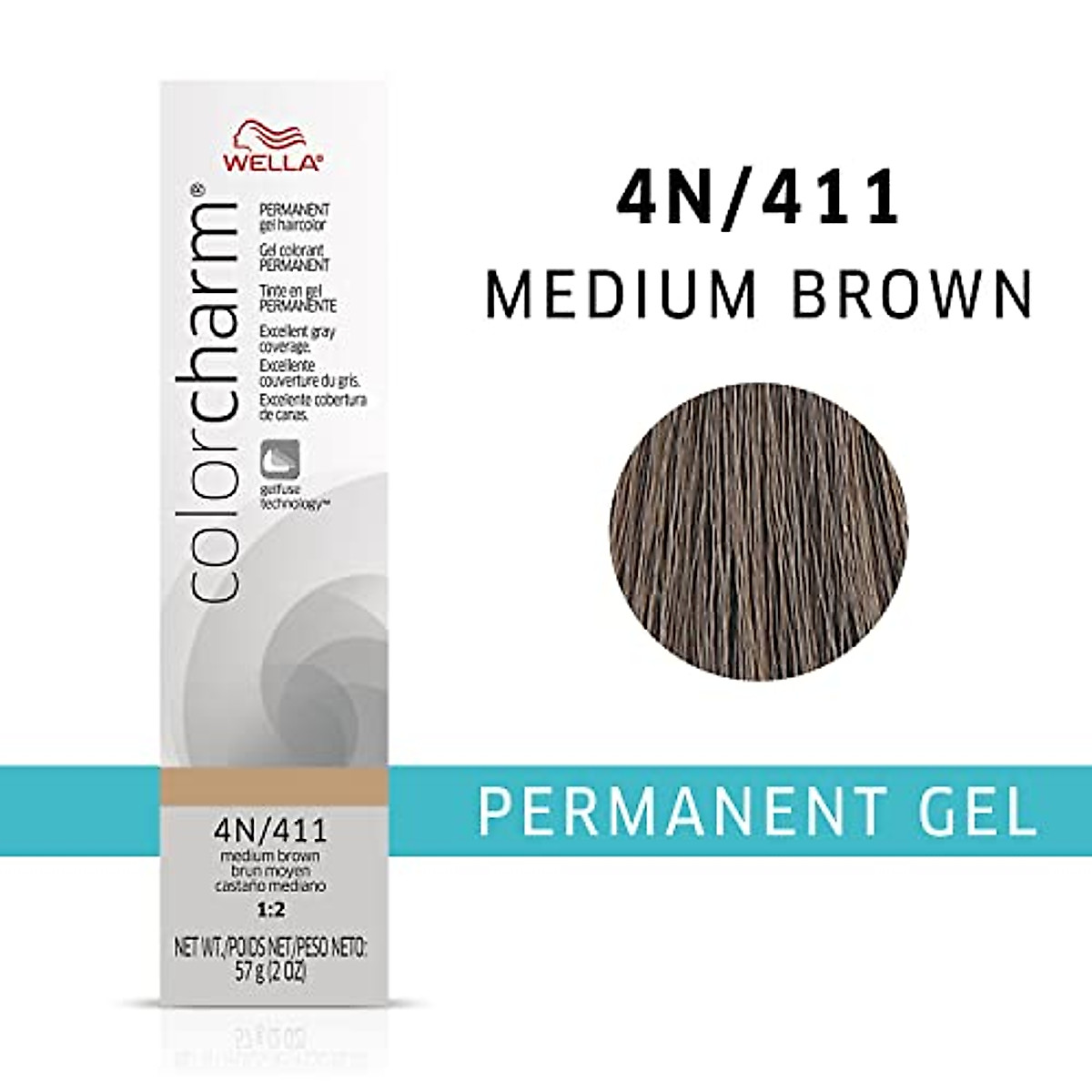 WELLA Color Charm Permanent Gel, Hair Color for Gray Coverage, 4N Medium Brown