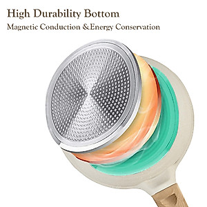 HAFMOOBEY Pots and Pans Set Nonstick, 21PCS Beige Granite Induction Cookware Sets with Frying Pans, Saucepan & Cooking Pots, Easy Clean Non Stick Pots and Pans, 100% PFOA Free