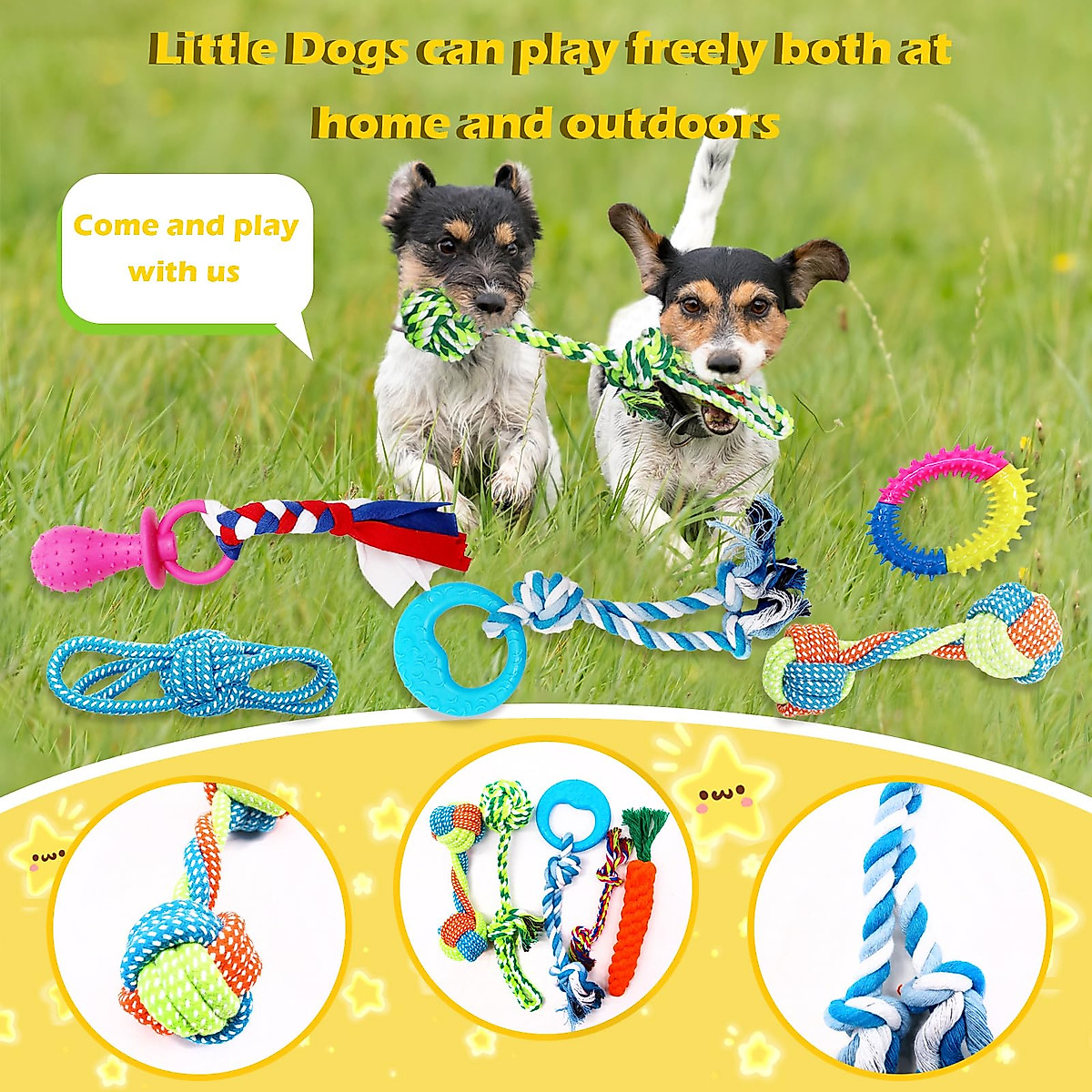 Puppy Dog Toys Set, 16pcs Dog Teething Chew Toys for Small Medium Large Dog, Dog Toys to Keep Them Busy, Interactive Dog Toothbrush Toys, Safe Training Dog Fun&Teeth Cleaning Toys (Mix Toys-16)