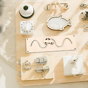 Gazechimp Kids Busy Board Walkway Slide Toy DIY Accessories Learning Skill Wooden Puzzle Sensory Toy Activity Center Board for Children Toddler - Car