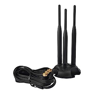 Eightwood 2.4GHz 5GHz Dual Band WiFi Antenna, 3 RP-SMA Connector WiFi 6 Antenna Magnetic Base for PC Desktop Computer, PCIe WiFi Card, WiFi Wireless Router, Mobile Hotspot, External WiFi USB Adapter