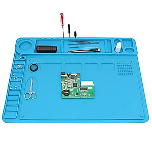 BEEYNG Lab Microscope Accessories 480x360mm Heat Insulation Working Mat with Ruler, Detachable Soldering Station for Motherboard Phone Computer Repairing