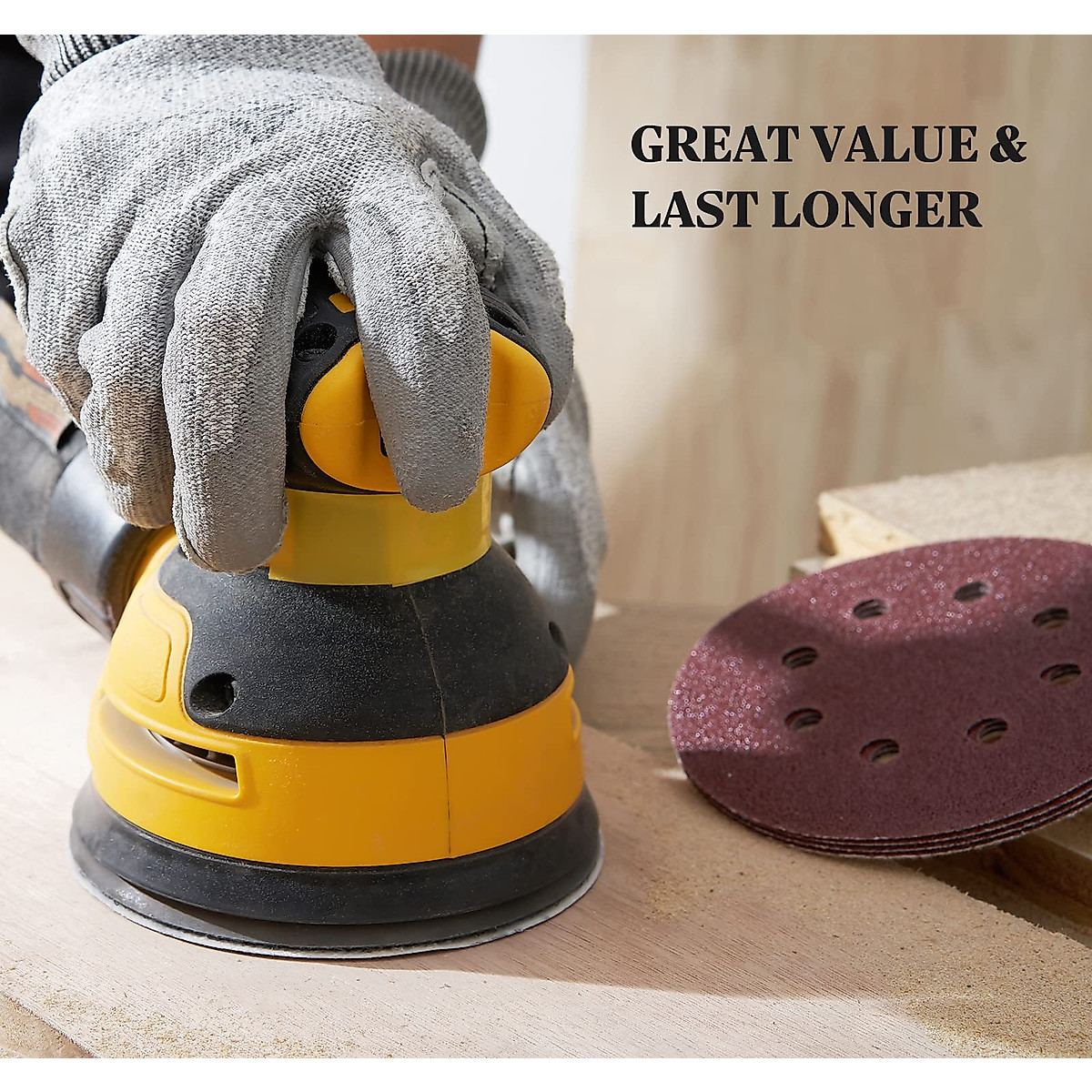 S SATC 72 PCS 5 Inch 8 Hole Hook and Loop Adhesive Sanding Discs Sandpaper for Random Orbital Sander 40 60 80 120 180 240 320 Grits