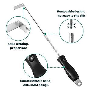 19 Inch BBQ Ash Tool for Kamado Joe Charcoal Smoker Big Green Egg Wood Burning Stove Ash Rake Grilling Poker Accessories Charcoal Garden Tools Grill Cleaning Tools