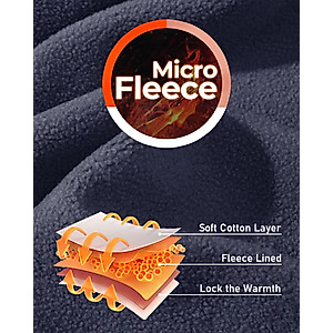 Boladeci Mens Sweatshirts Crewneck Fleece Lined Pullover Essentials Plain Soft Warm Winter No Hood Blank Navy Long Sleeve Shirts for Men Athletic Tops