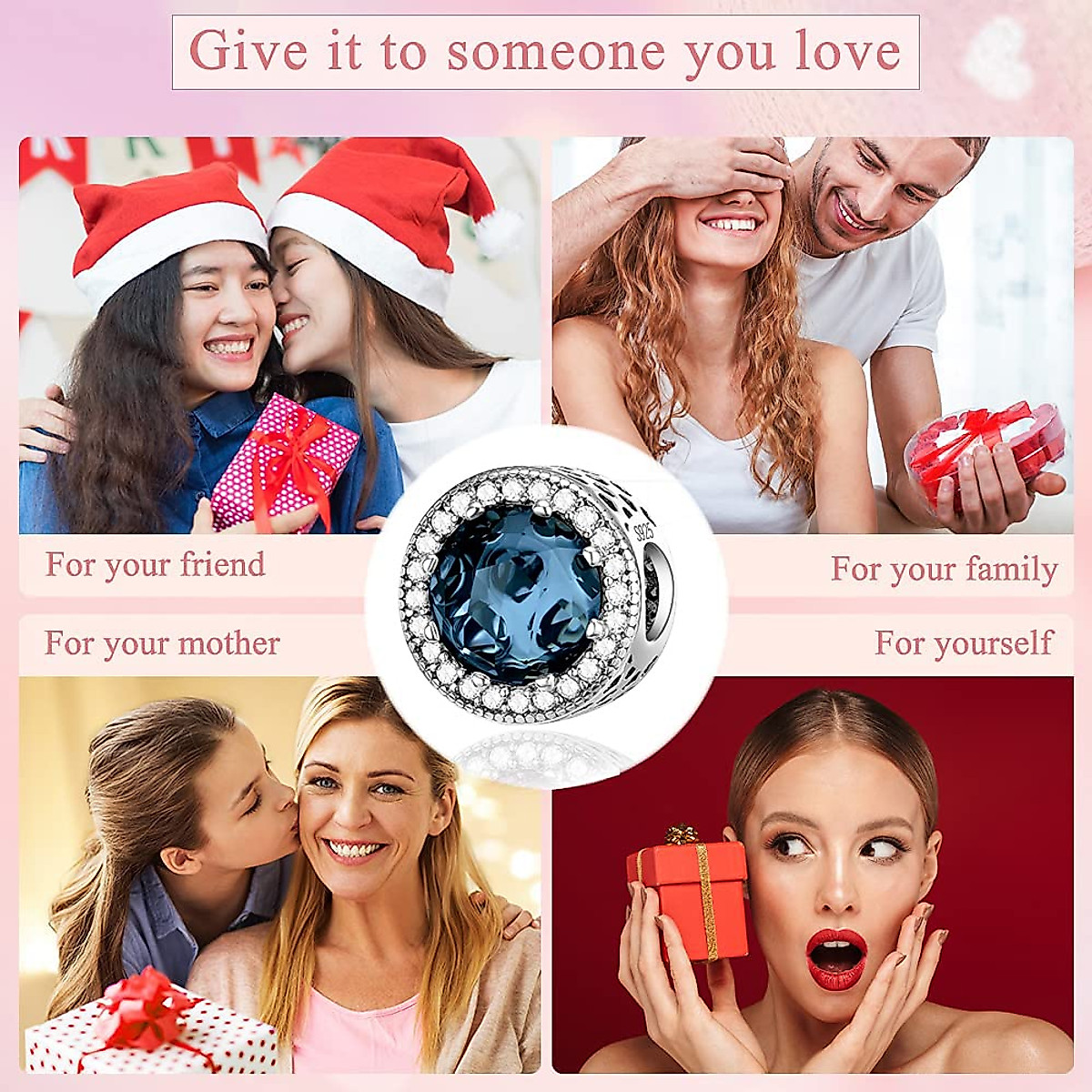 MICOO 925 Sterling Silver Sparkling Clear Charms Beads, Heart-shaped Circular Design With Cubic Zirconia Fit Pandora Original Bracelet Necklace, Gift for Women