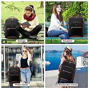 LOVEVOOK 40L Large Travel Backpack for Women, 17 Inch Carry on Backpack for Traveling on Airplane, Personal Item Travel Bag Airline Approved, Business Causal Weekender Backpack, Black