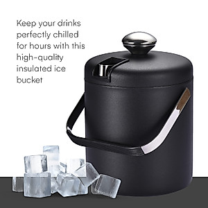 flybold Small Ice Bucket for Parties - Ice Bucket with Lid for Cocktail Bar - Double Walled Ice Container - Portable Chiller Bin Basket - Insulated Wine Buckets for Indoor or Outdoor - Ice Cube Holder