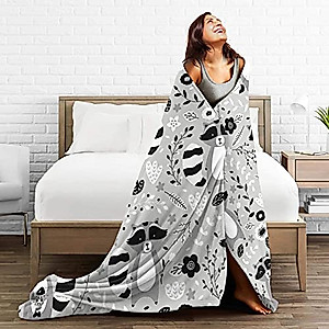 Cute Raccoon Throw Blanket Super Soft Warm Bed Blankets for Couch Bedroom Sofa Office Car, All Season Cozy Flannel Plush Blanket for Girls Boys Adults, 60"X50"