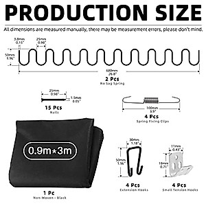 Wokape 31Pcs Couch Spring Repair Set, 27 Inch No Sag Springs, S-Clips, Hooks, Dual Hook Tension Springs, Nails and Dust Cover, Sofa Upholstery Spring Replacement Kit for Repair Couch Recliner Chair