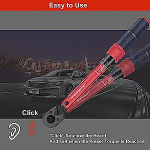 ATsafepro 1/4 Inch Drive Click Torque Wrench,3-25 Nm/26.6-221.3 lbf.in Small Bike Torque Wrench,Lightweight 72-Tooth Dual-Direction Inch Pound Torque Wrench for Road & Mountain Bikes