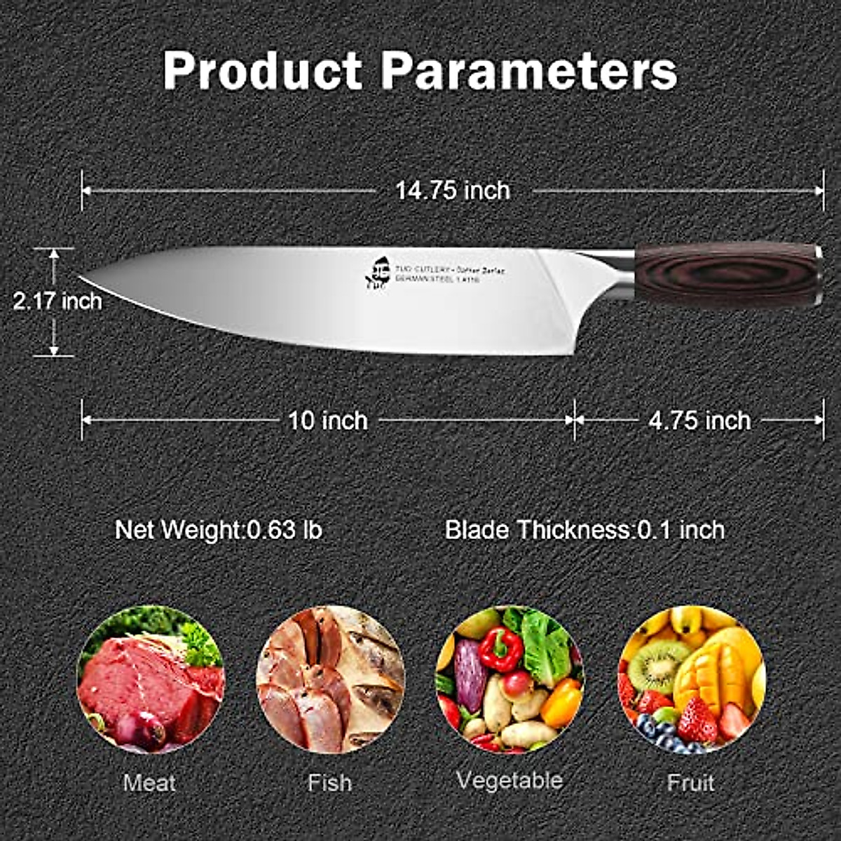 TUO Chef Knife 10 inch - Pro Japanese Gyuto Knives Kitchen Vegetable Meat Knife - German HC Stainless Steel - Ergonomic Pakkawood Handle for Home Kitchen & Restaurant - Osprey Series with Gift Box