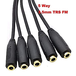 Kework 11.8 inch 1 to 5 Ways 3.5mm Splitter Extension Cord, 1/8 inch 3.5mm TRS Male Jack to Female Headphone Headset Extender Adapter Splitter Stereo Audio Cable (3.5mm TRS)