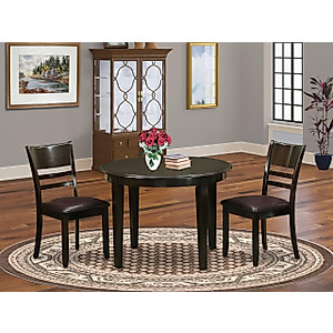 East West Furniture BOLY3-CAP-LC 3 Piece Dining Room Table Set Contains a Round Kitchen Table and 2 Faux Leather Upholstered Dining Chairs, 42x42 Inch, Cappuccino