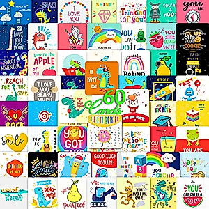 JOACHIO Lunch Box Notes for Kids, Inspirational and Motivational 60 Pieces Cards Lunch Notes for Girls, Boys, Child & Teens School Lunchbox, 3.5'' x 3.5'', Bring Jokes and Funny Puns