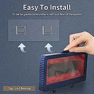 Keipc Shower Phone Holder Waterproof, HD Anti-Fog Phone Holder for Shower Wall Kitchen Mirrow, Touch Screen Phone Shower Holder Under 6.8 Inch (Dark Blue)