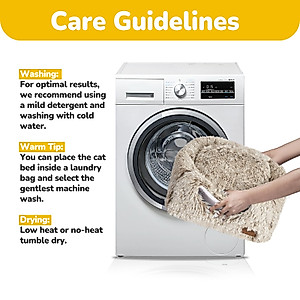 CATISM Cat Bed, Cat Cave for Indoor Cats, Soft Cat Dome, Self-Warming 2 in 1 Foldable Pet Cat House with Washable Cushioned Pillow Calming Fluffy Dog Beds for Small Dogs with Anti-Slip Bottom Brown