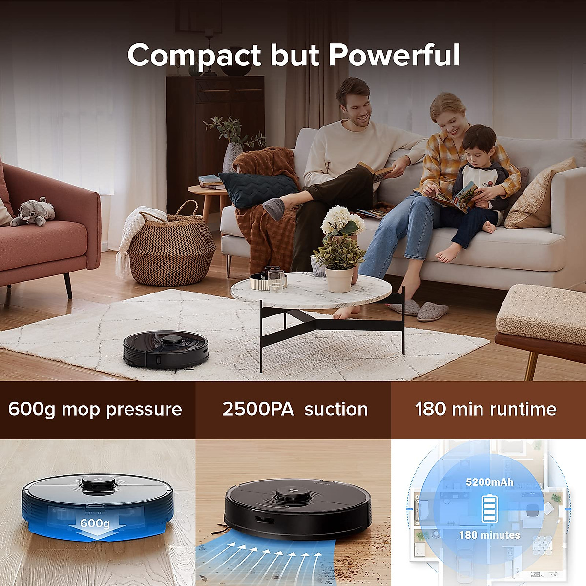 roborock S7 Robot Vacuum and Mop, 2500PA Suction & Sonic Mopping, Robotic Vacuum Cleaner with Multi-Level Mapping, Mop Floors and Vacuum Carpets in One Clean, Perfect for Pet Hair