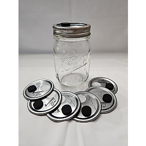 6 PCS of Regular Mouth Mason Jar Lids with Self Sealing Injection Port & Synthetic Filter for Mycology