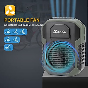 Zeadio Waist Clip Fan, 6000mah Battery 3 Spreed Operated Hands-free Wearable Necklace Fan With Charging Function, for Hot Flashes Home Office Travel Outdoor Sports - Green