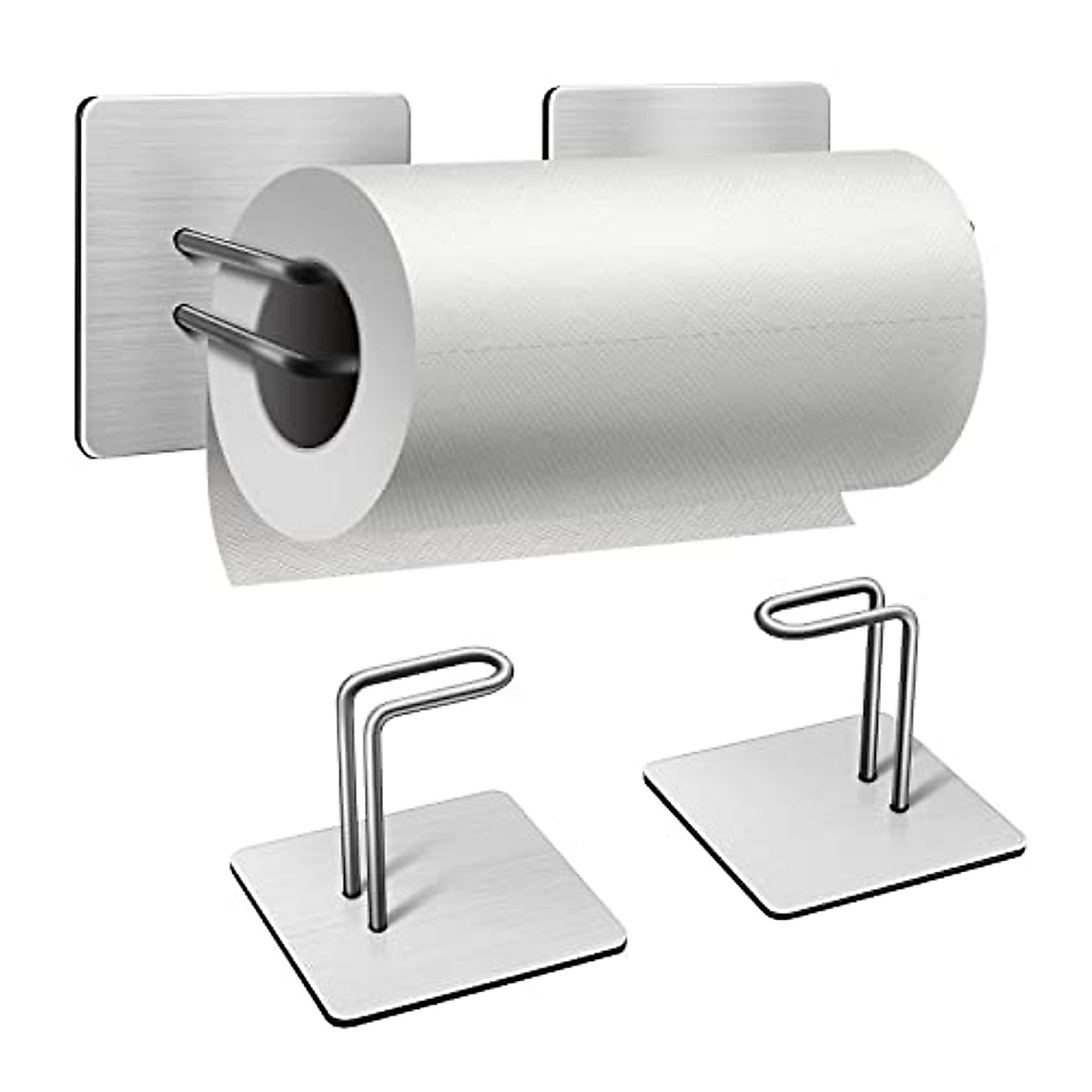 ESINAM Magnetic Paper Towel Holder Upgraded Version, Strong Magnets RV Paper Towel Holder Wall Mount for Refrigerator & Grill, Pegboard Hanging Paper Towel Holder - Premium Silver Stainless Steel