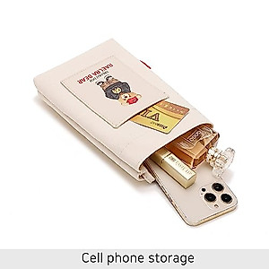 Women Small Crossbody Phone Bag Mini Cell Phone Shoulder Bag Travel Shoulder Purse Tote Bag - Ivory