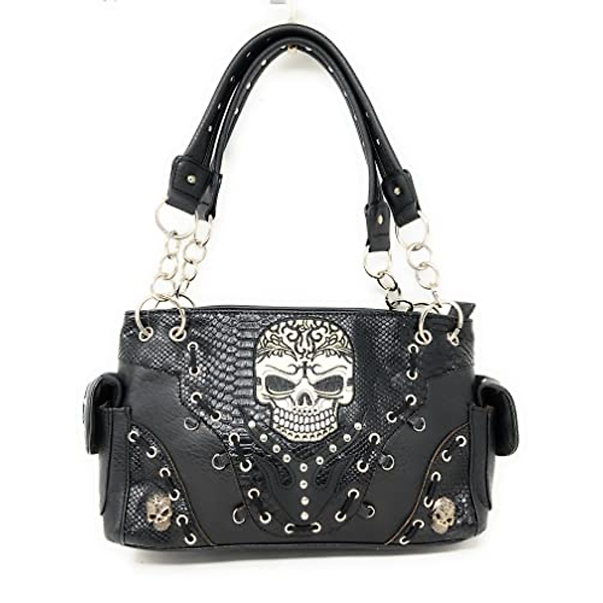 Texas West Women's Flora Candy Skull Concealed Carry Handbag Purse in Multi-color (Black)