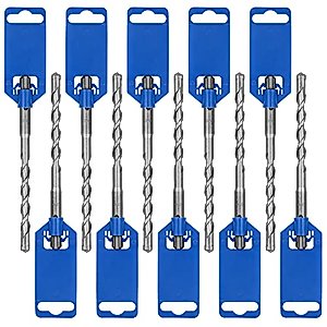 KHCRAFT SDS-plus Rotary Hammer Drill Bits 3/8 In. x 6 In. 10-Piece Rock Carbide Tip 4-Cutter for Brick, Cemet, Stone & Concrete