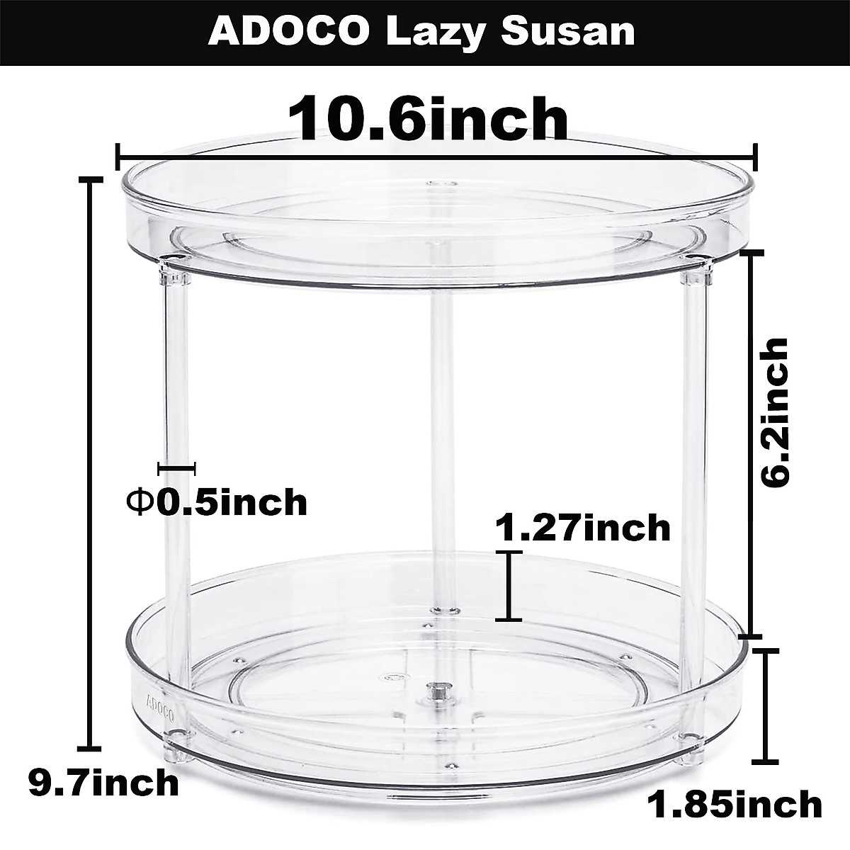 2 Tier Lazy Susan Organizer, 10.6 Inch / 3 Tier Lazy Susan Bathroom Organizer 9.25 Inch