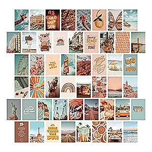 PROCIDA Teen Girl Room Decor Aesthetic, Collage Kit for Wall Aesthetic Boho Peach Beach Picture Wall Collage Kit Aesthetic, VSCO Girls Bedroom Decor, Photo Collage Kit,Dorm Wall Decor 50 Set 4x6 inch