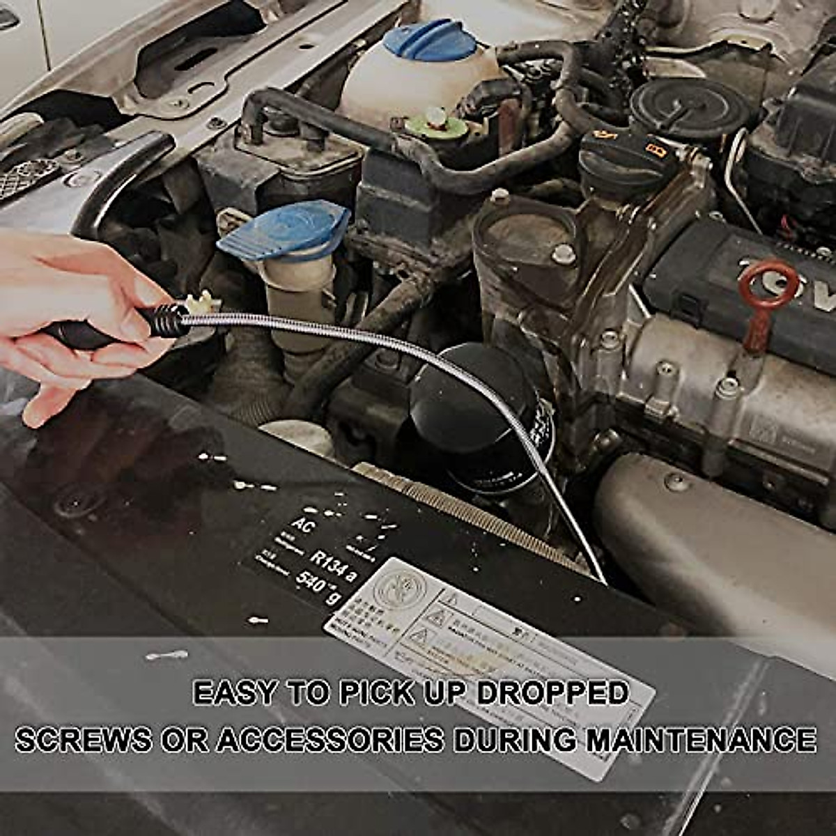 EASYTOO Magnetic Pickup Tool - 24” Bend-It Flexible Magnet Pick-Up Sweeper Bendable Retriever Stick for Hard-to-Reach Home Sink Drains, Car Keys, USB's, Bolts, Nuts, Screws