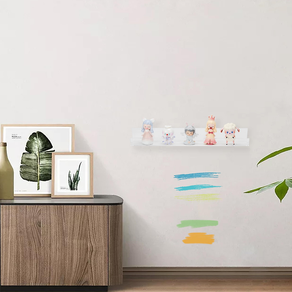 BYCY 8 Packs Clear Acrylic Shelves Wall Mount Holder for Display,Floating Book Shelves for Kids Room,Floating Album Record Shelves Funko Pop Display Shelf for Home (8Packs-Clear)