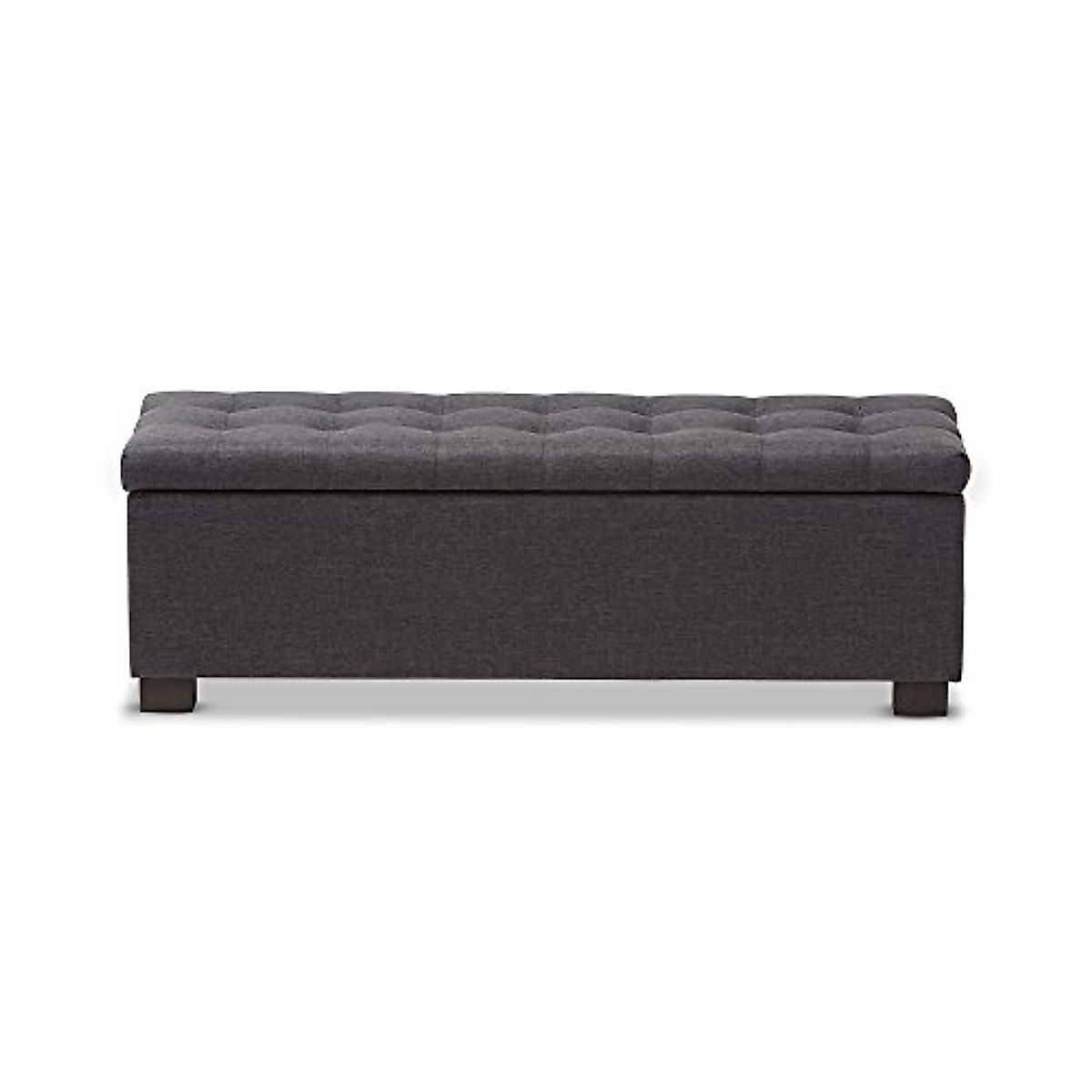 Baxton Studio Orillia Modern and Contemporary Dark Grey Fabric Upholstered Grid-Tufting Storage Ottoman Bench
