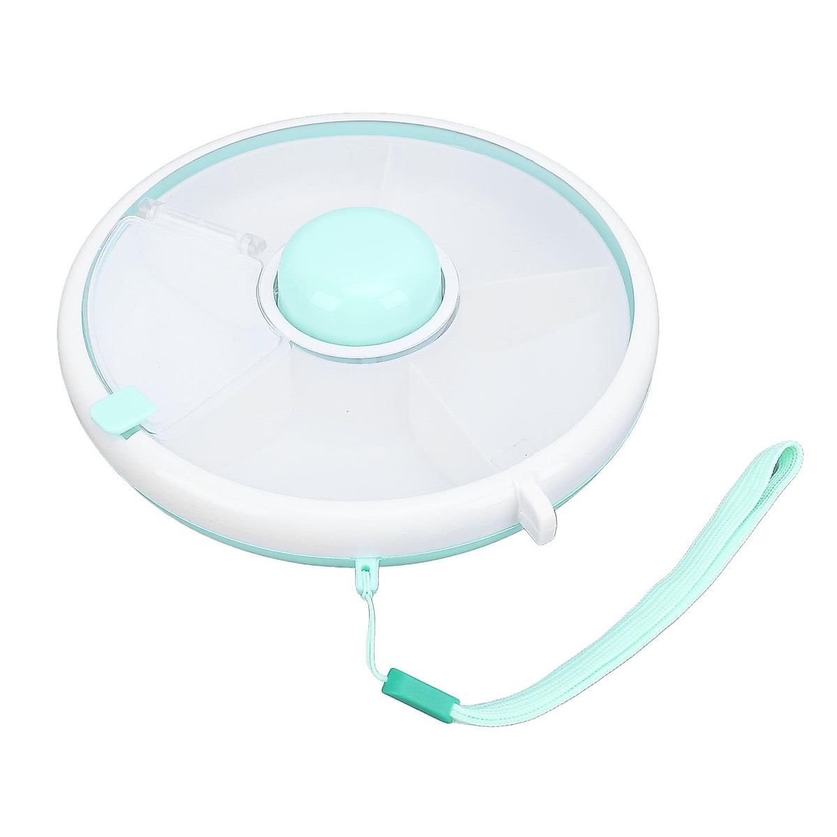 Yechiry Kids Snack Spinner, 360° Rotating Snack Storage Containers, Large Capacity Leakproof Kids Fruit Storage Box Bundle with 5 Compartment Dispenser and Lid for Home Travel