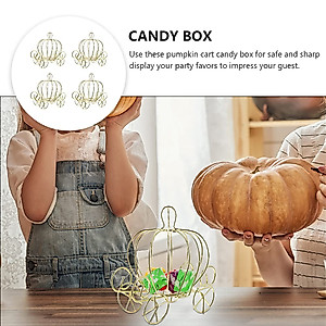 NUOBESTY 4pcs Carriage Centerpiece Metal Wire White Princess Carriage Figurine Candy Box for Wedding Party