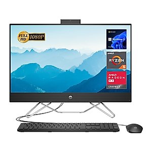 HP 2022 Newest All-in-One Desktop Computer, 27'' Full HD Display, AMD Ryzen 5 5500U Processor, 16GB RAM, 1TB SSD, Wi-Fi, HDMI, Webcam, Bluetooth, Windows 11 Home, Black