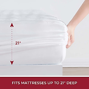 Mellanni Waterproof Mattress Pad - 21" Deep Pocket - Highly Absorbent, 100% Waterproof Mattress Protector Full Size - Soft & Waterproof Mattress Cover - Breathable Mattress Pad (Full, 21" Deep)