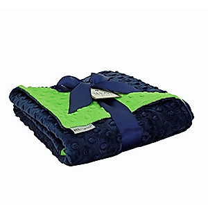 MEG ORIGINAL Navy Blue & Lime Green Minky Dot Baby Blanket 972