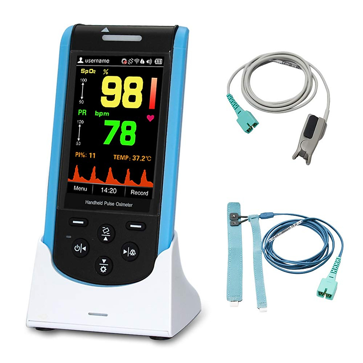 Viatom Handheld Pulse Oximeter for Adults, Up to 580 Hours of Storage Data Accurate SpO2 & Pulse Rate